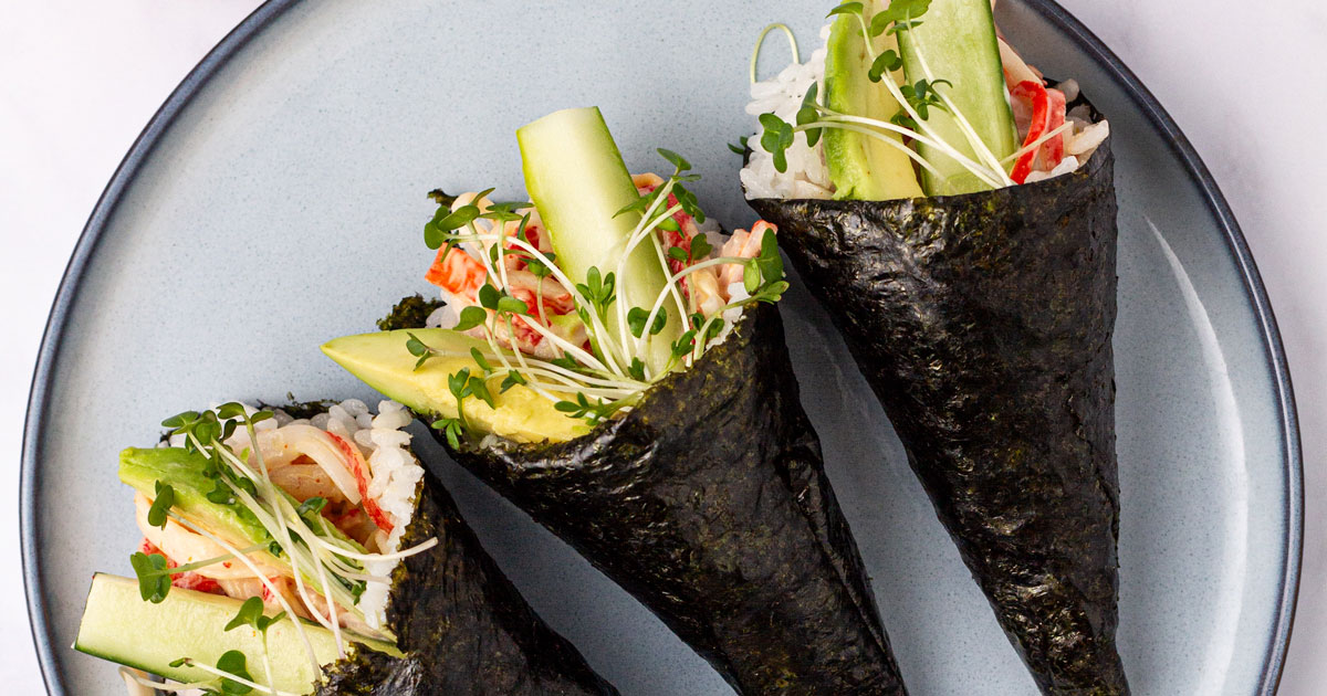 Crab Handrolls (Kani Temaki) - Sushi Staycation