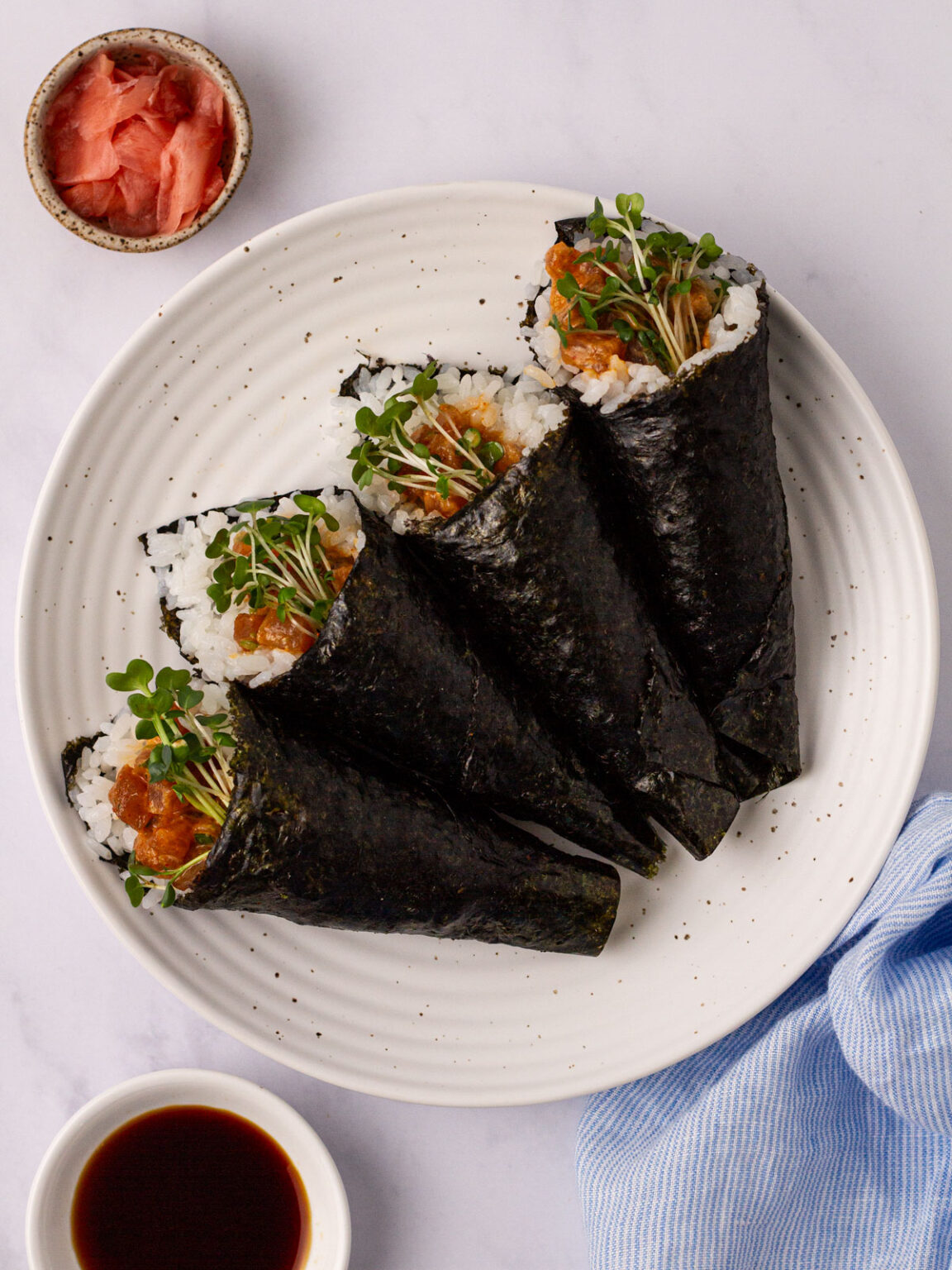Spicy Tuna Hand Rolls - Sushi Staycation