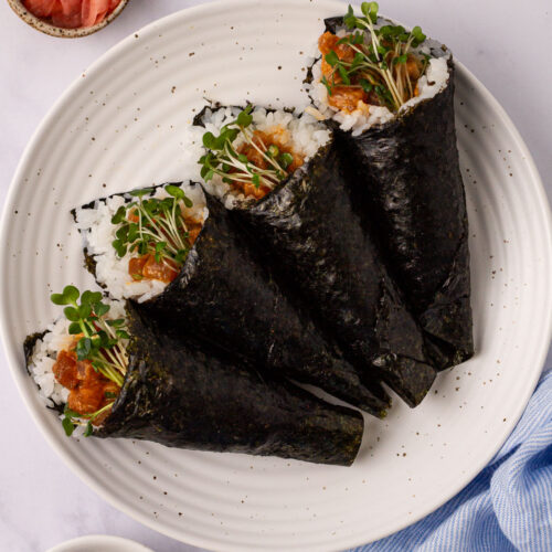Spicy Tuna Hand Rolls - Sushi Staycation